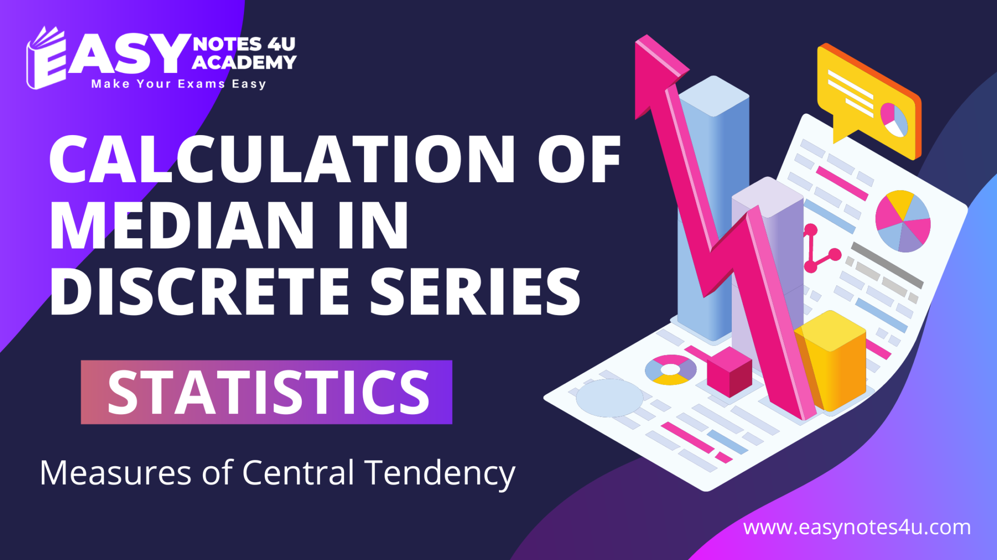 Calculation of Median in Discrete Series - Statistics - Easy Notes 4U ...